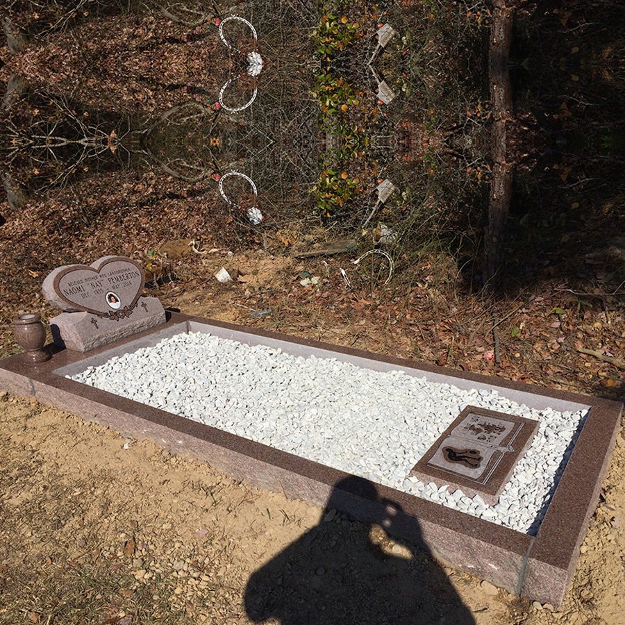 Single Grey Granite Slant Headstone with vase and coping - PGH - 90 ...