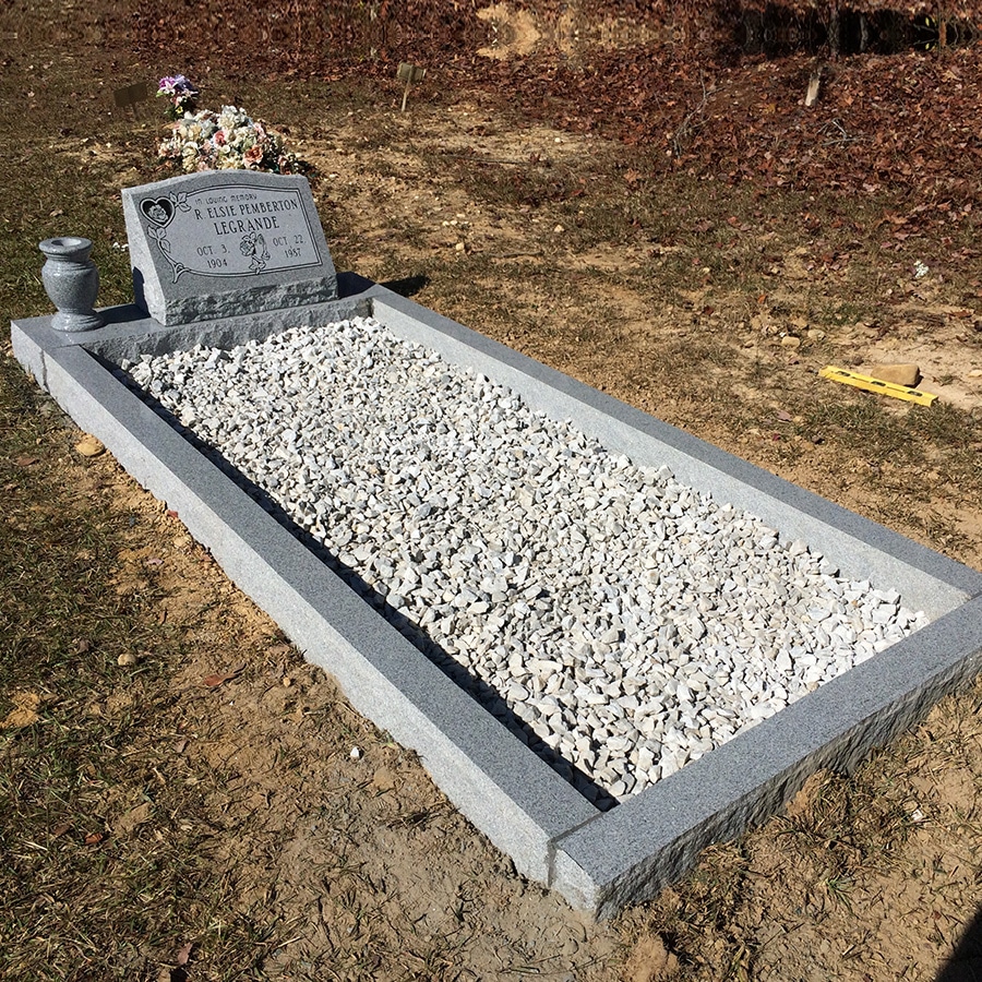 Single Grey Granite Slant Headstone with vase and coping - PGH - 90 ...