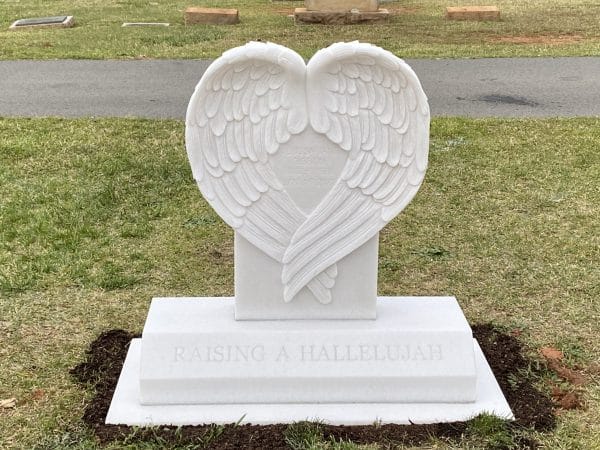 Custom Carved Marble Angel Wings Memorial - CUS - 400 - East Coast ...