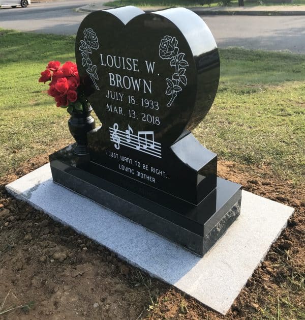 Single Black Granite Heart Headstone/Monument & Black Granite Vase and ...